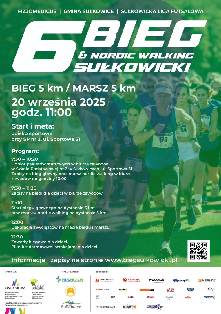 VI Bieg Sułkowicki i marsz Nordic Walking - 20 września br. - start godzina 11:00 - Gmina Sułkowice